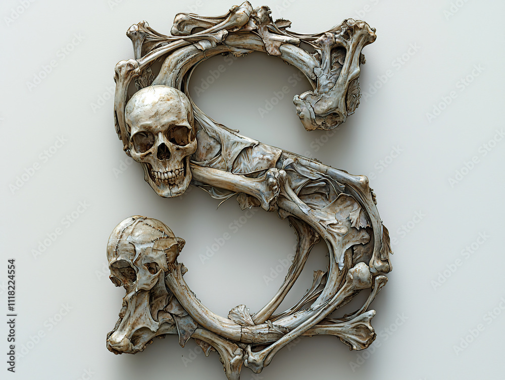 Ilustracja bez tantiem: alphabet, bones, letters, skeleton, spooky ...