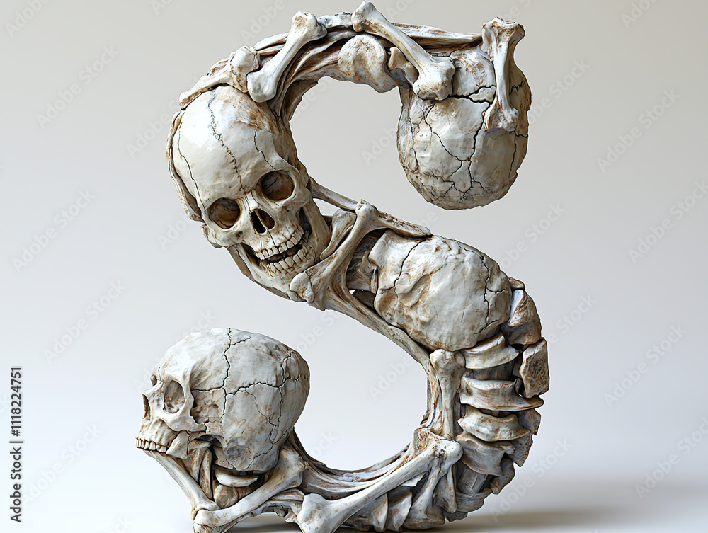 Stock-Illustration „alphabet, bones, letters, skeleton, spooky, eerie ...