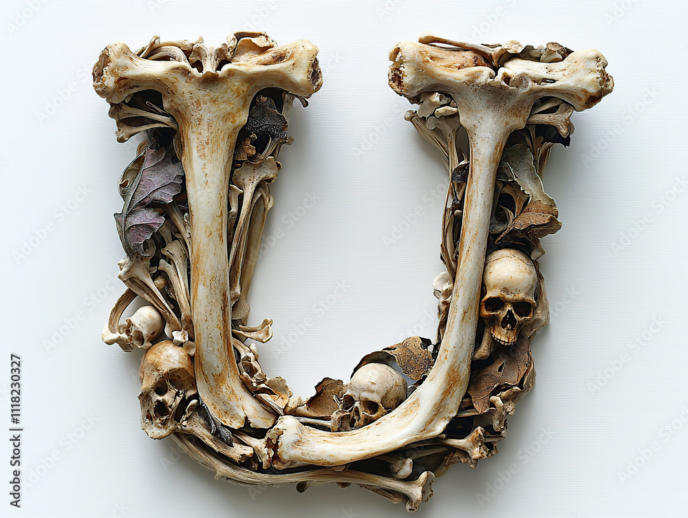 Stockillustratie alphabet, bones, letters, skeleton, spooky, eerie ...