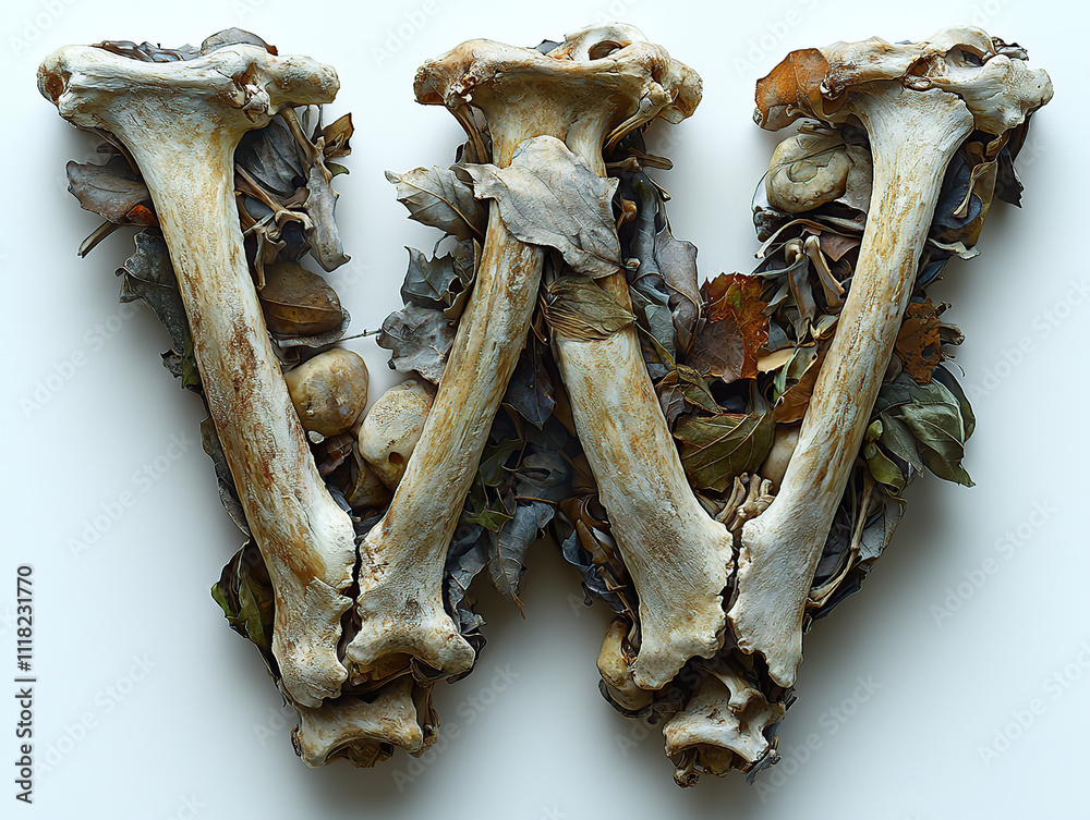 Ilustração alphabet, bones, letters, skeleton, spooky, eerie, creepy ...