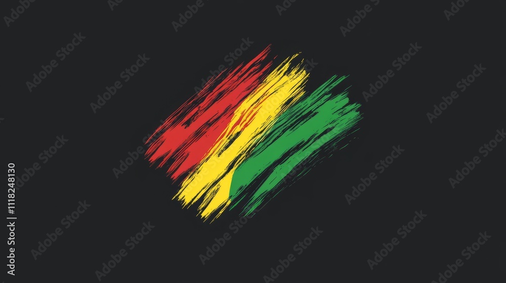 Rasta-colored flag background with a brush stroke effect. Black History ...