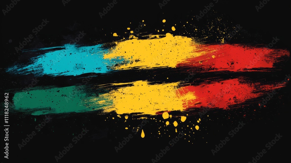 Rasta-colored flag background with a brush stroke effect. Black History ...