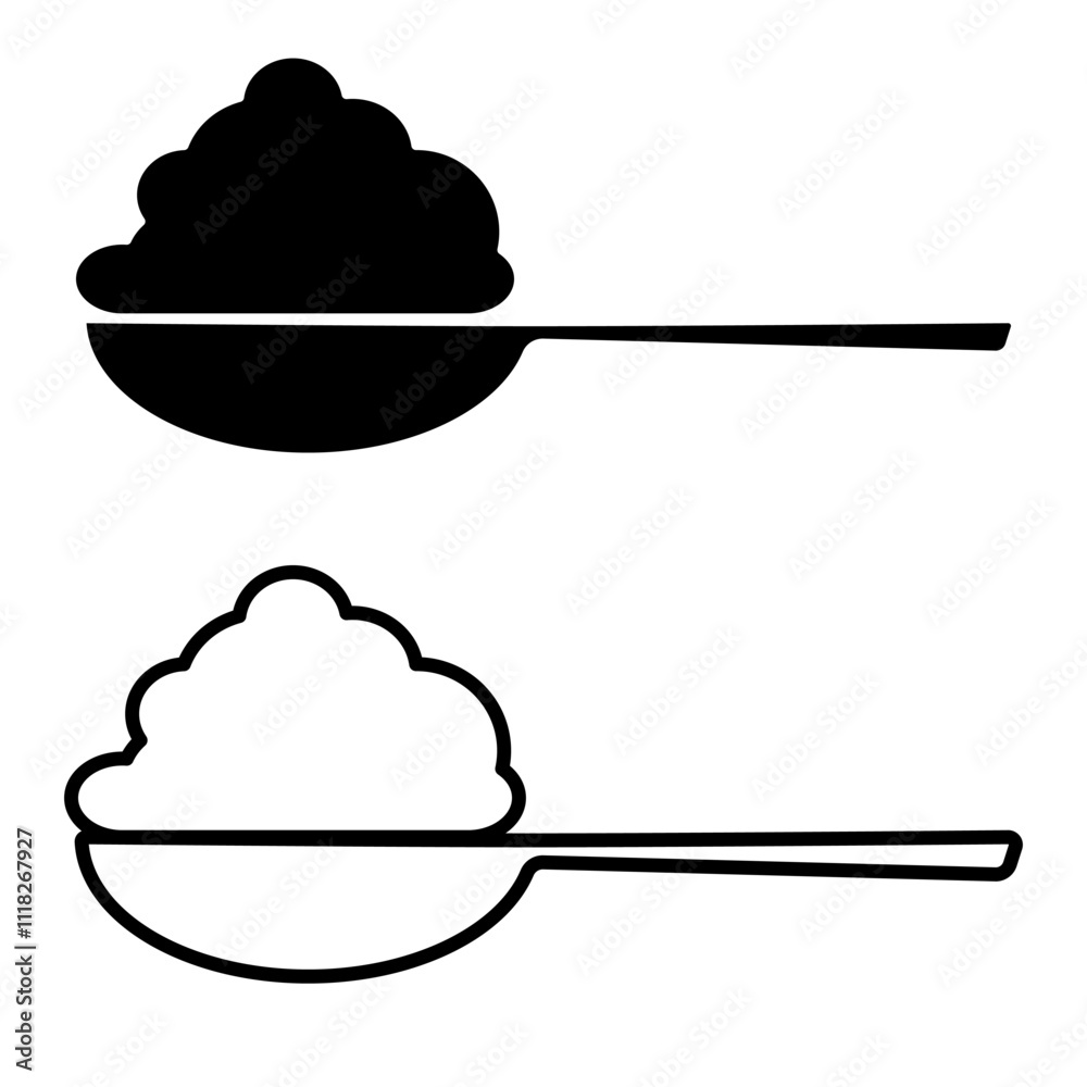 Vector de Stock Spoon with sugar pictogram icon flat style for mobile ...