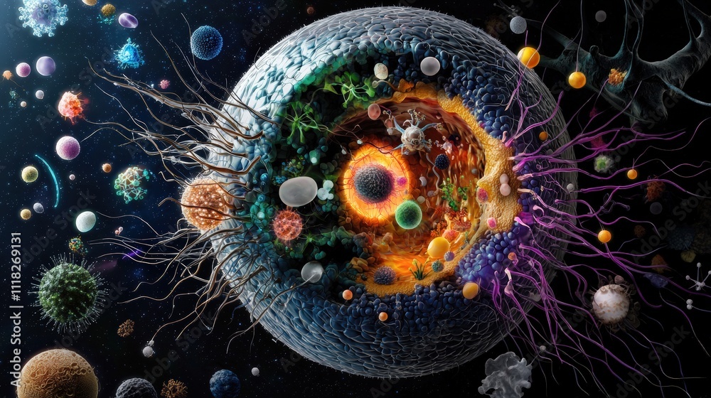 Educational depiction of eukaryotic cells showcasing similarities and ...