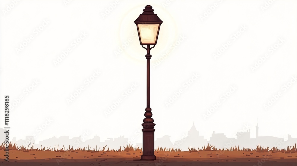 Vintage Street Lamp Post Vector Isolated Illustration for Urban Design ...