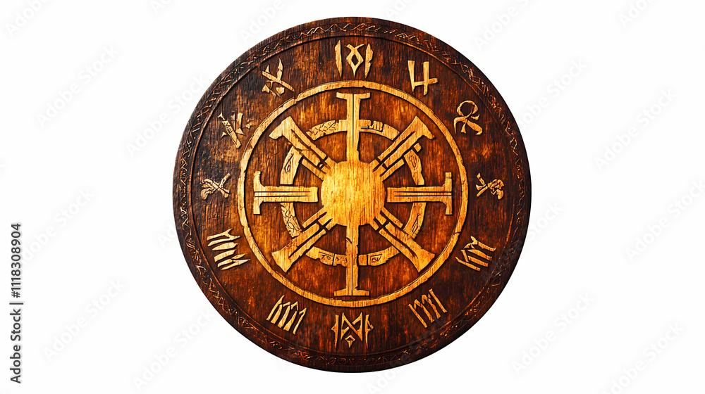 Vegvisir, viking symbol, futhark runes circle, protection amulet, norse ...