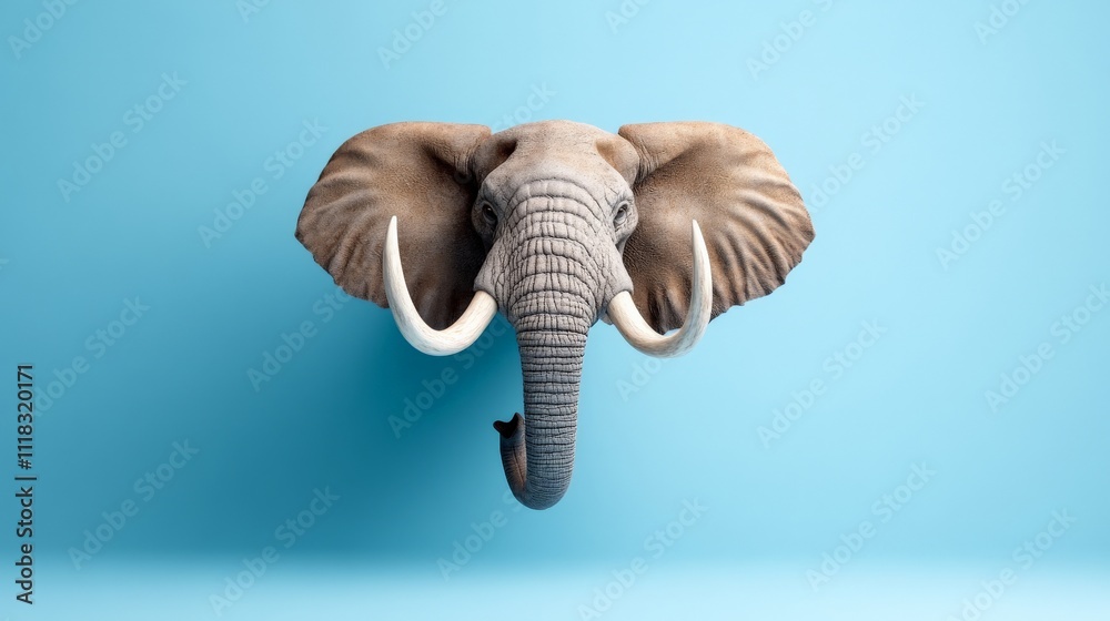 Elephant Head Minimalist Portrait: A close-up of an elephant's head ...