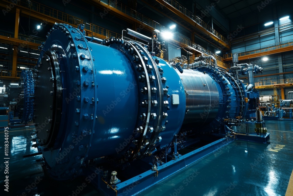 The machinery, cables, and piping located inside a state-of-the-art ...