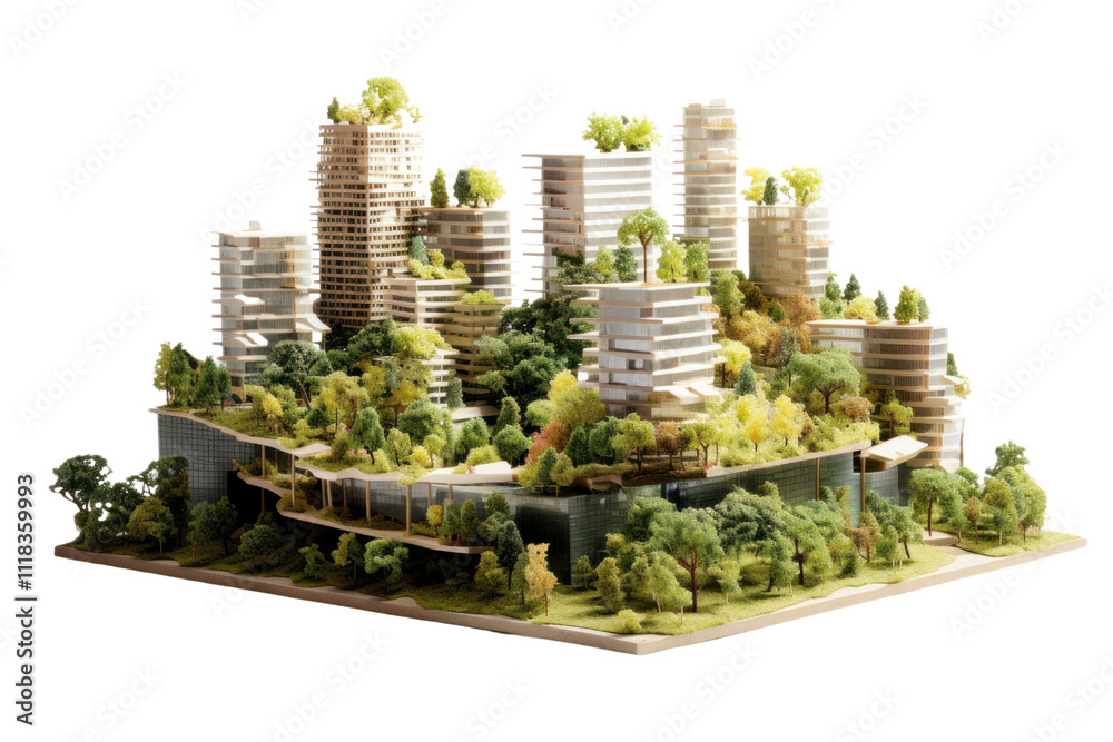 Innovative urban planning model showcasing mixed-use high-rise ...