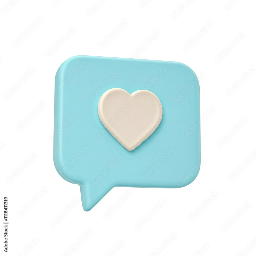 png heart shaped speech text message box 3d render icon symbol isolated ...