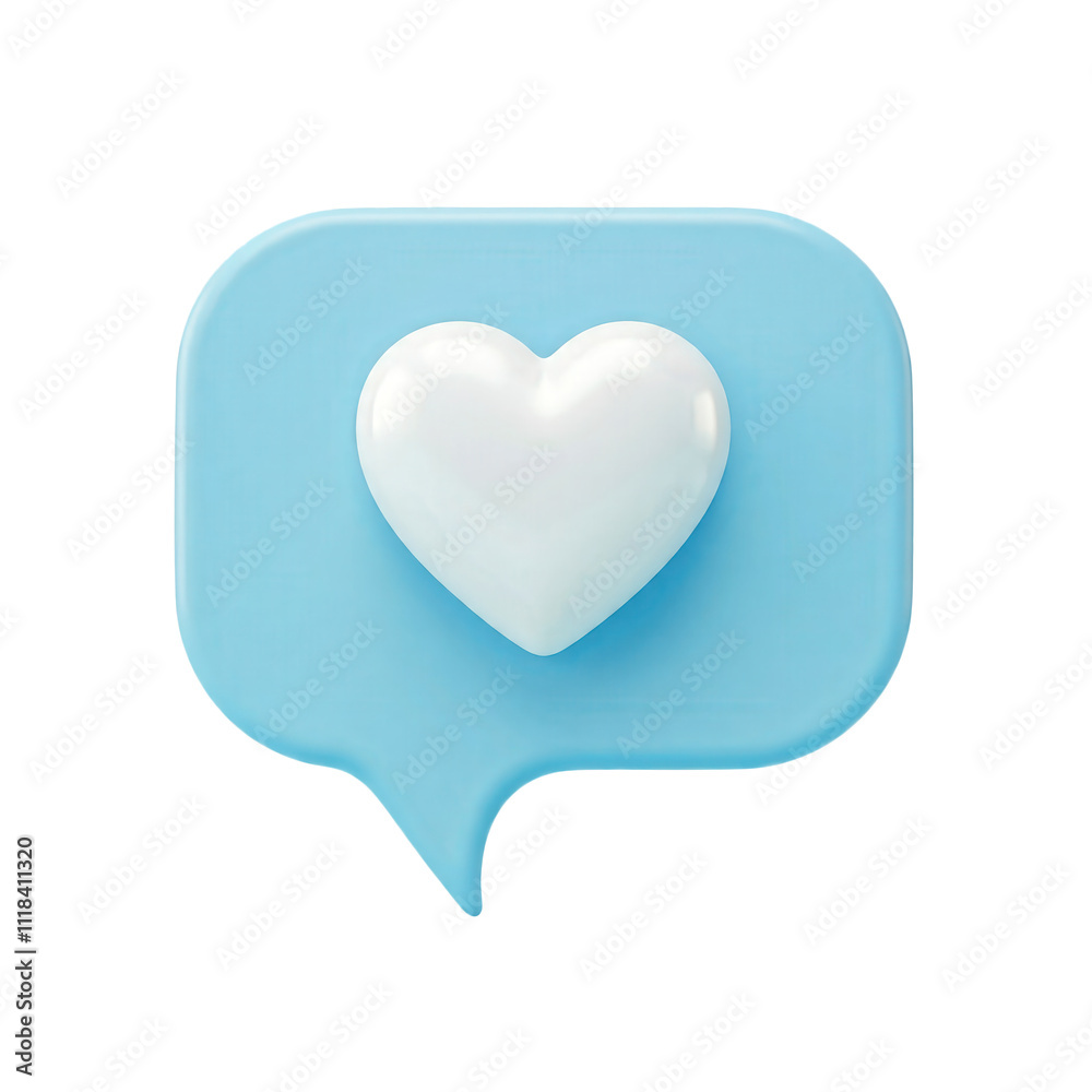 png heart shaped speech text message box 3d render icon symbol isolated ...