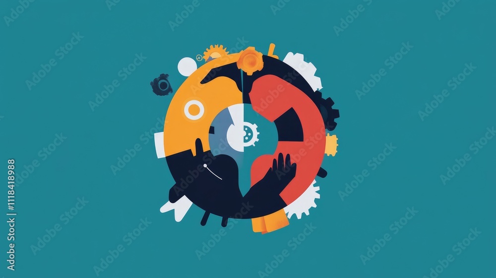 upward motion flat design top view strategic planning theme cartoon ...