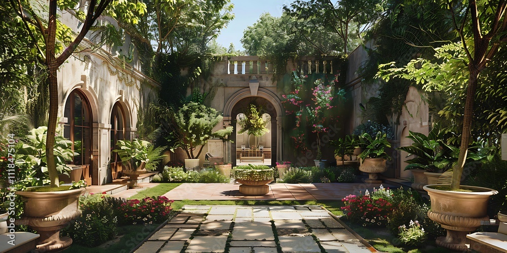 Mediterranean inspired villa with a sprawling garden and a private ...