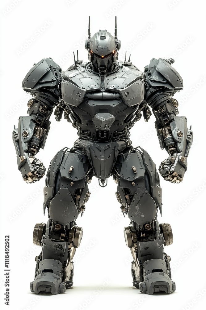 Large, armored, mechanical humanoid, standing. Stock Illustration ...