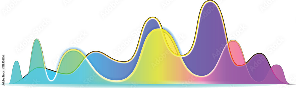 Colorful sound waves are undulating, creating a vibrant visual ...