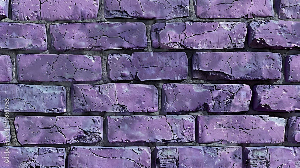 Seamless rough purple subway brick wall texture background with an old ...