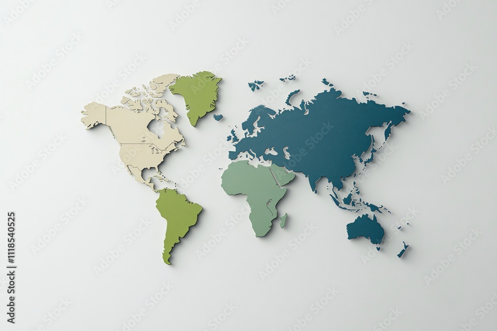 Simplified world map with data pointers highlighting geographic ...