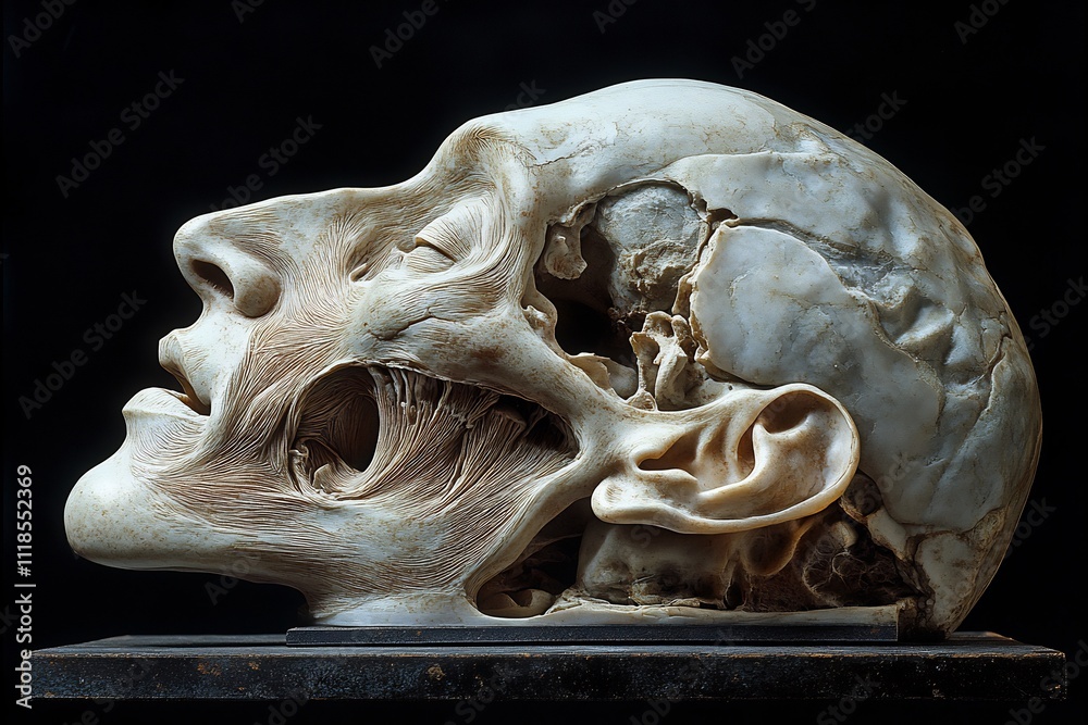 Crosssectional nasal cavity display focusing the structure of the nose ...
