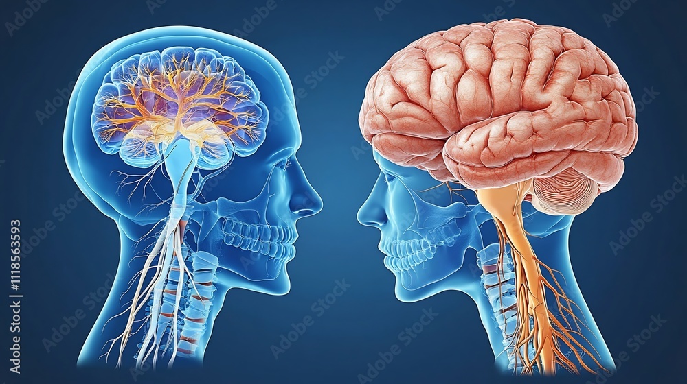 Functional nerve pathway highlight focusing the motor and sensory ...