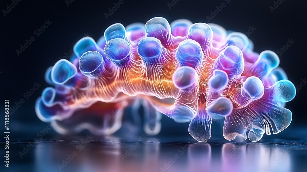 Holographic brain map visualizing cerebrum cerebellum brainstem with ... Holographic brain map visualizing cerebrum cerebellum brainstem with ...