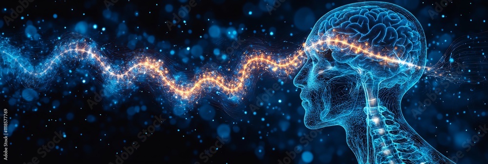 Motor sensory nerve highlight within peripheral nervous system focusing ...