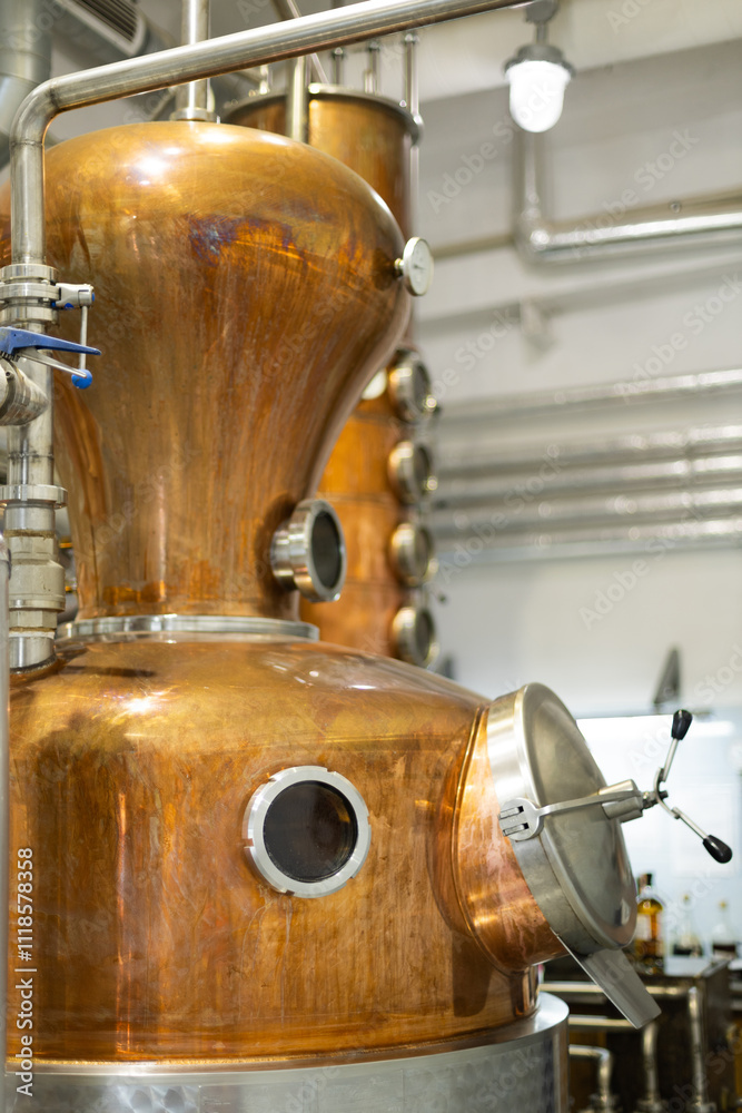 Distillate production process in copper distillation unit. Cpper vacuum ...