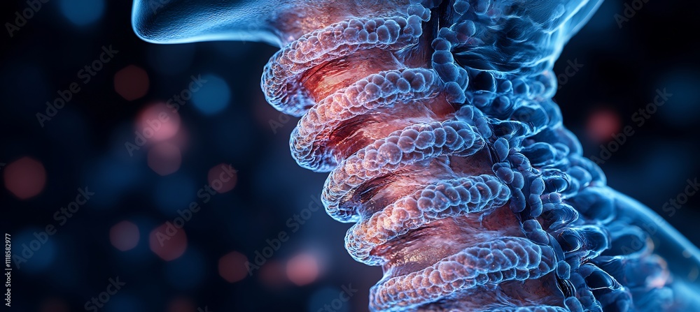 Sectional cut organ animation of trachea detailing its layered ...