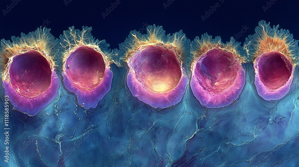 Taste buds papillae microstructure display highlighting surface of the ...