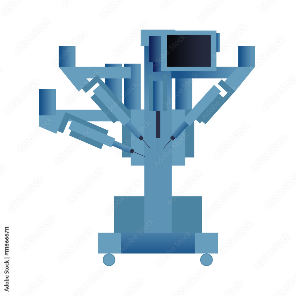 Robotic Surgical Assisted System. Medical Equipment. Modern Flat Vector ...