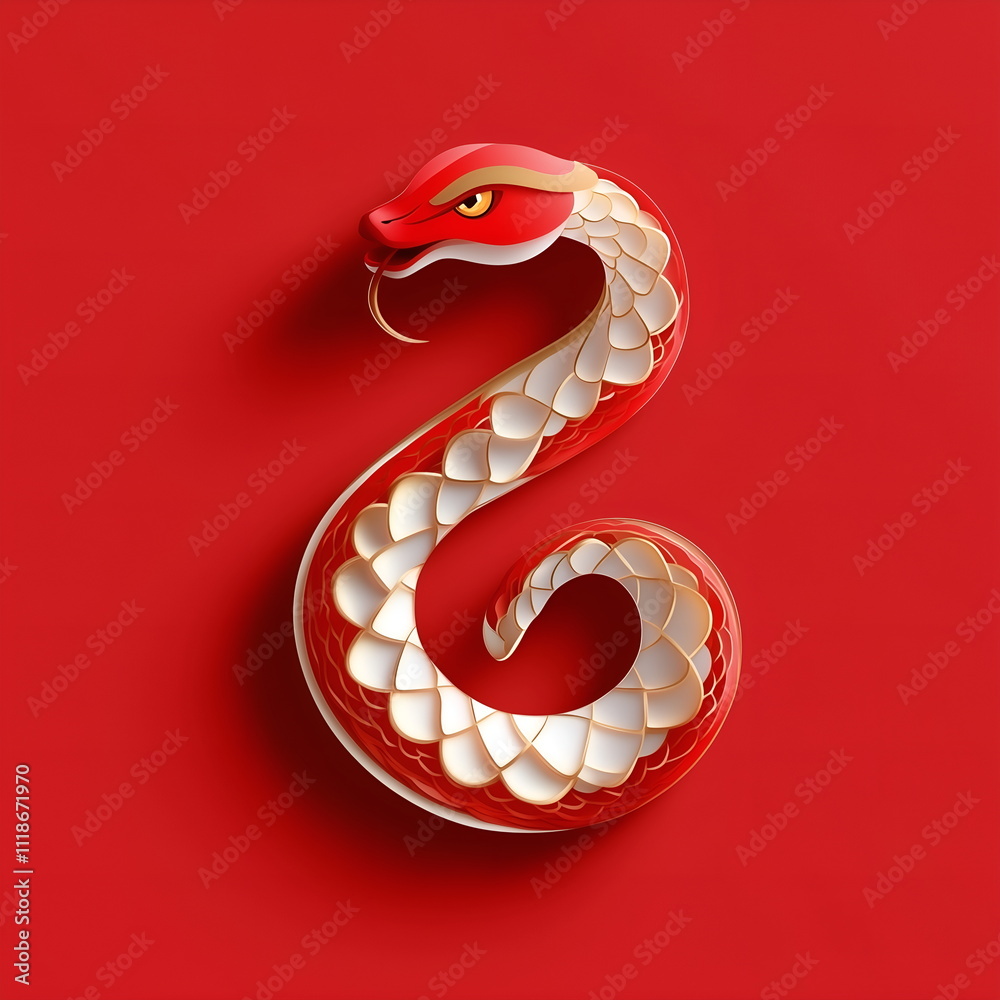 Year of the Snake concept, a stylized snake design in a traditional ...