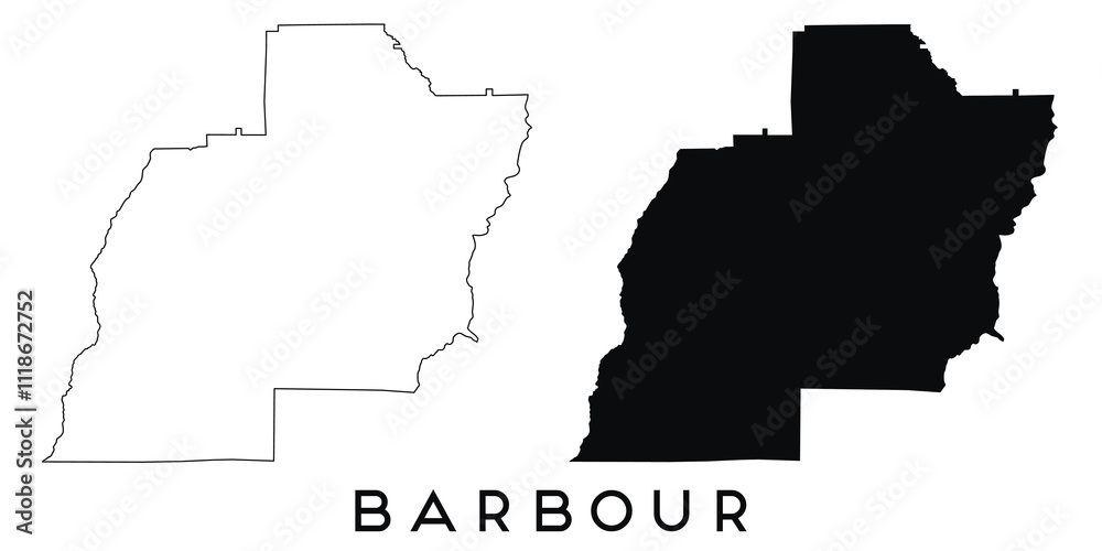 Barbour map outline and black silhouette vector Stock Vector | Adobe Stock