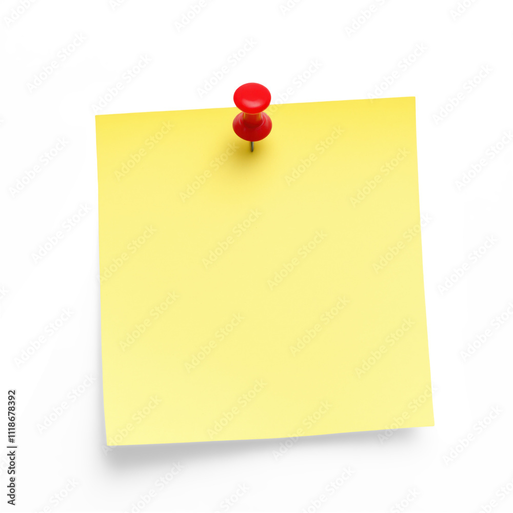 Yellow Sticky Note with Red Push Pin PNG, Transparent Background Stock ...