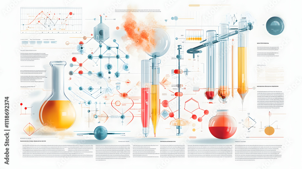 Informative Infographic Depicting Synthesis Reaction Processes with ...