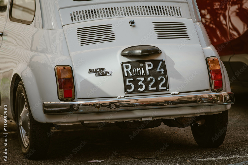 old blak license plate on a car in Rome Stock Photo | Adobe Stock