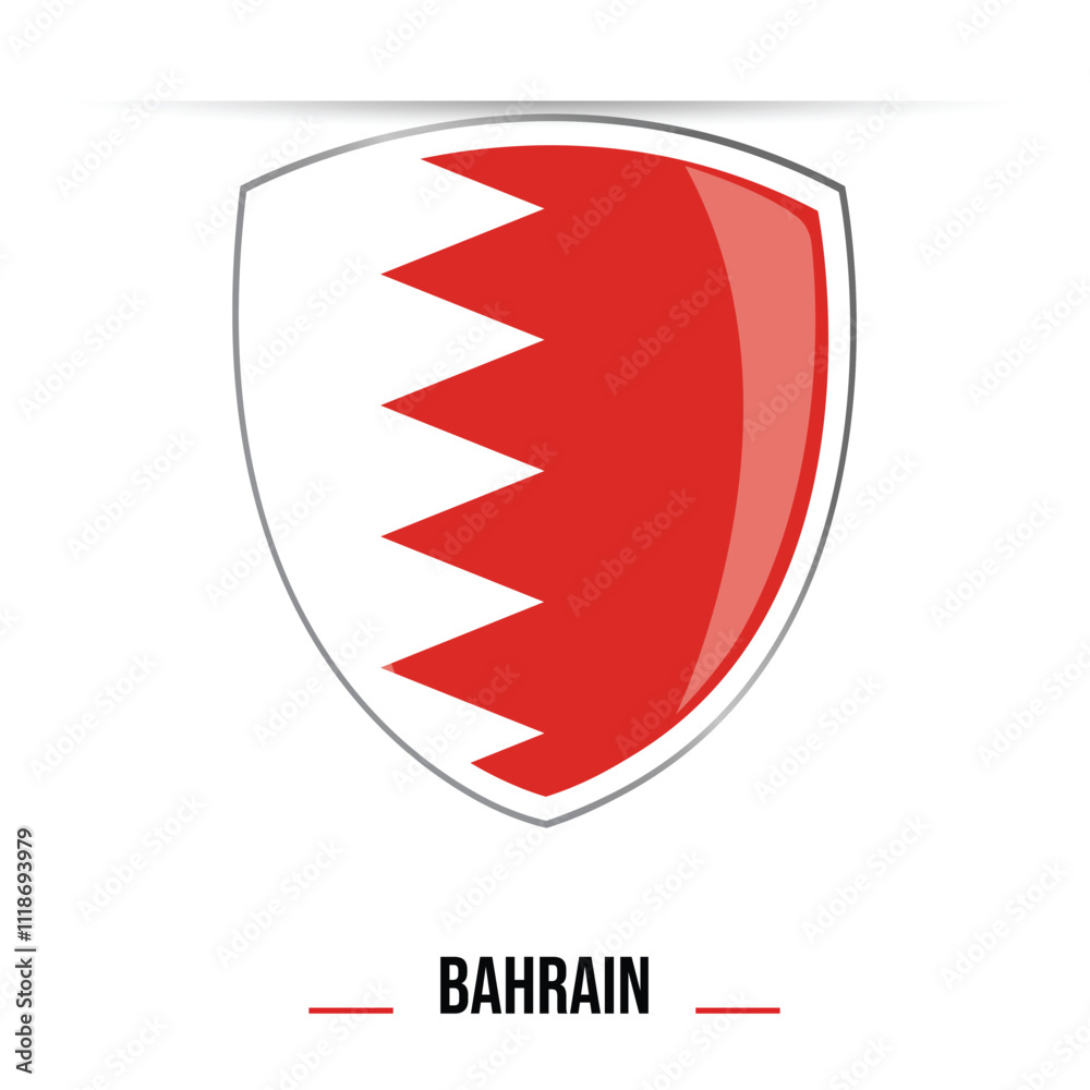 Bahrain National flag Shield badge glossy shiny 3D vector illustration ...