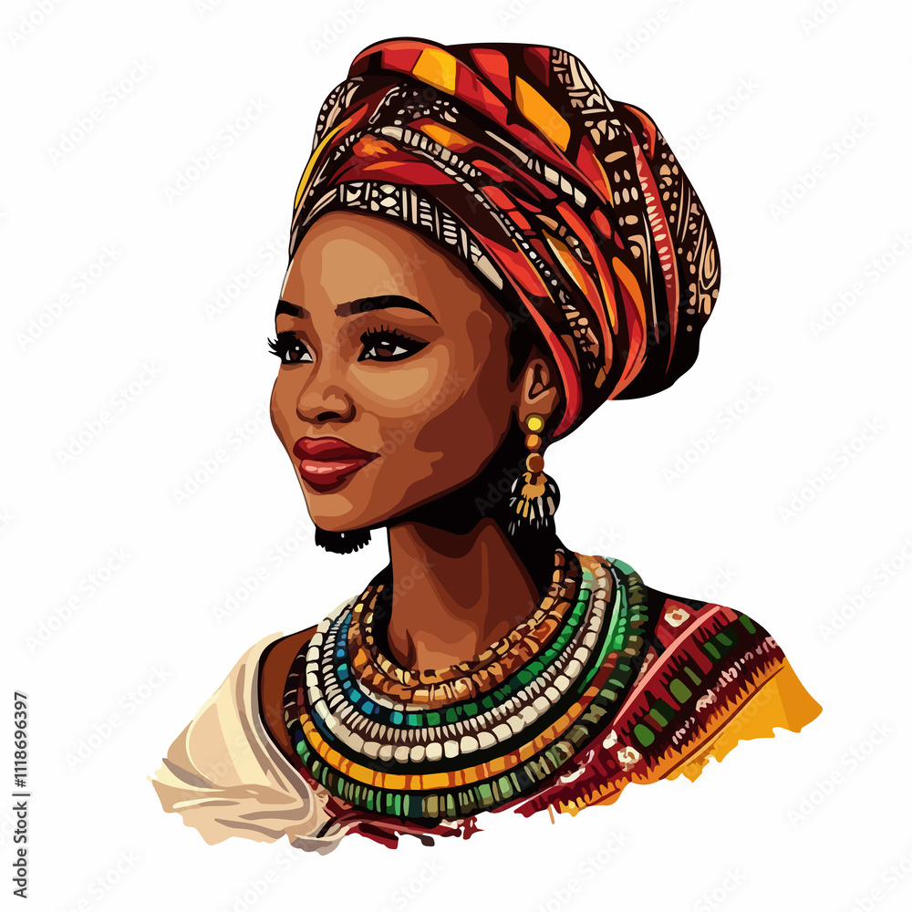 South Africa Zulu Female Isolated Vector Illustration: Traditional ...