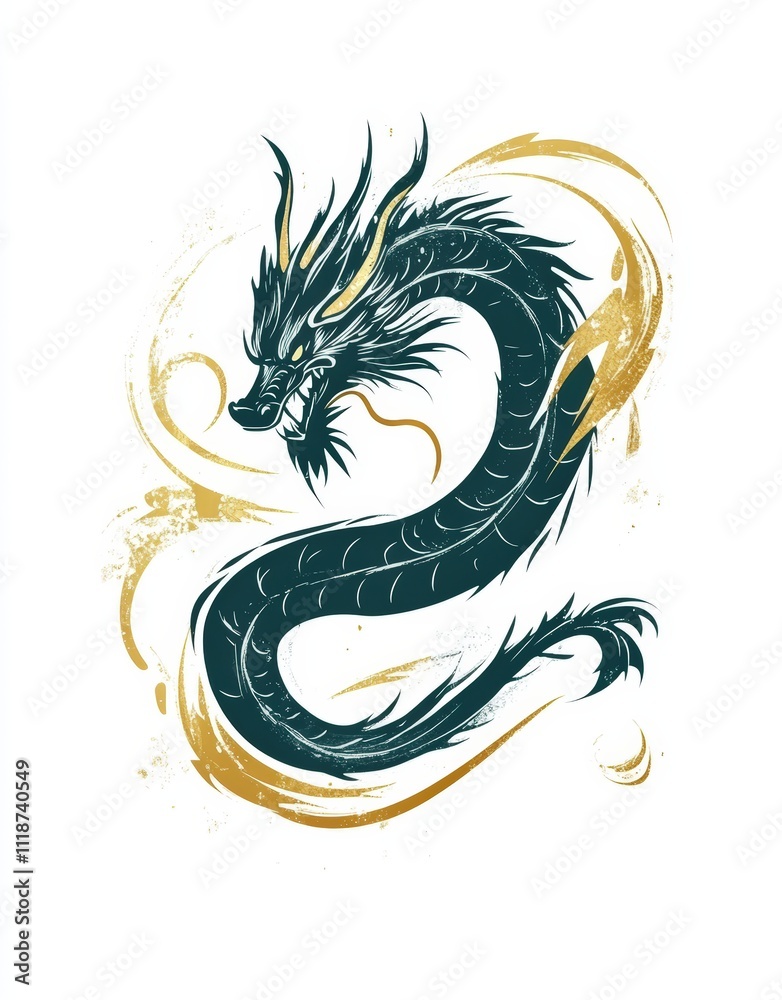 Ilustración de Stock Fierce Mythical Chinese Dragon Illustration ...