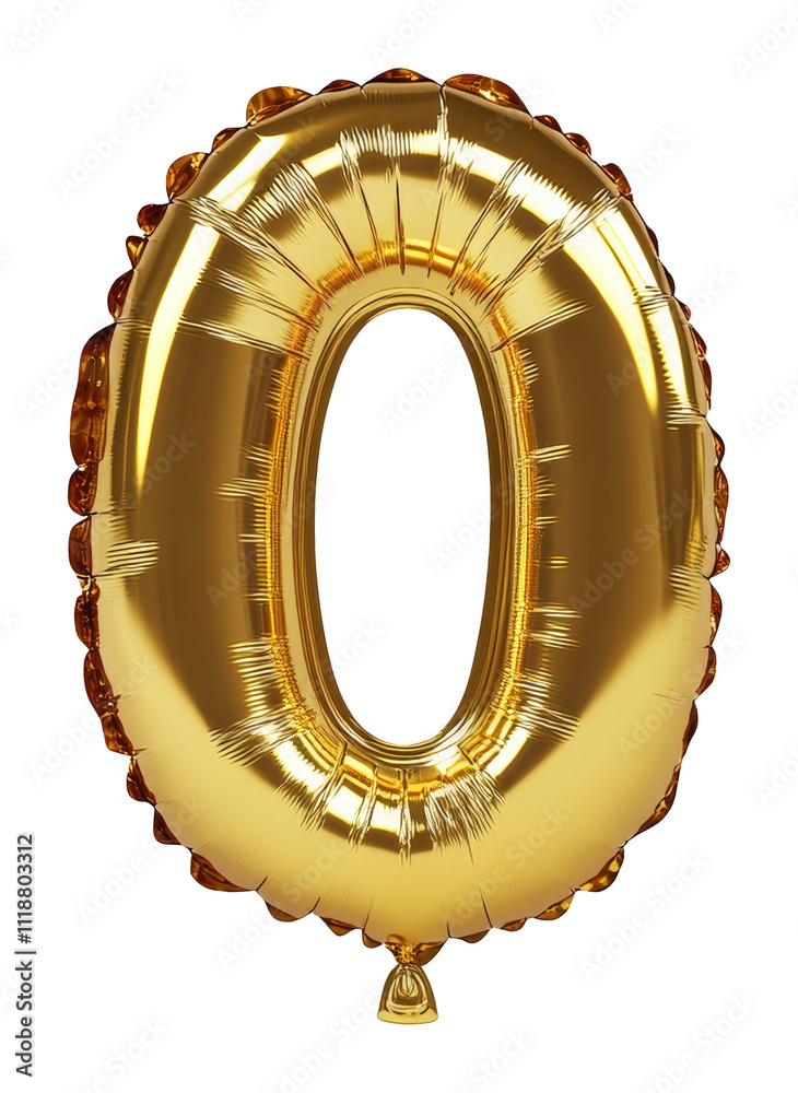 golden number zero balloon isolated on transparent background Stock ...