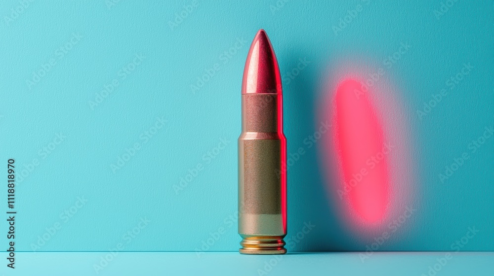 Bullet cartridge on vibrant background object photography minimalist ...