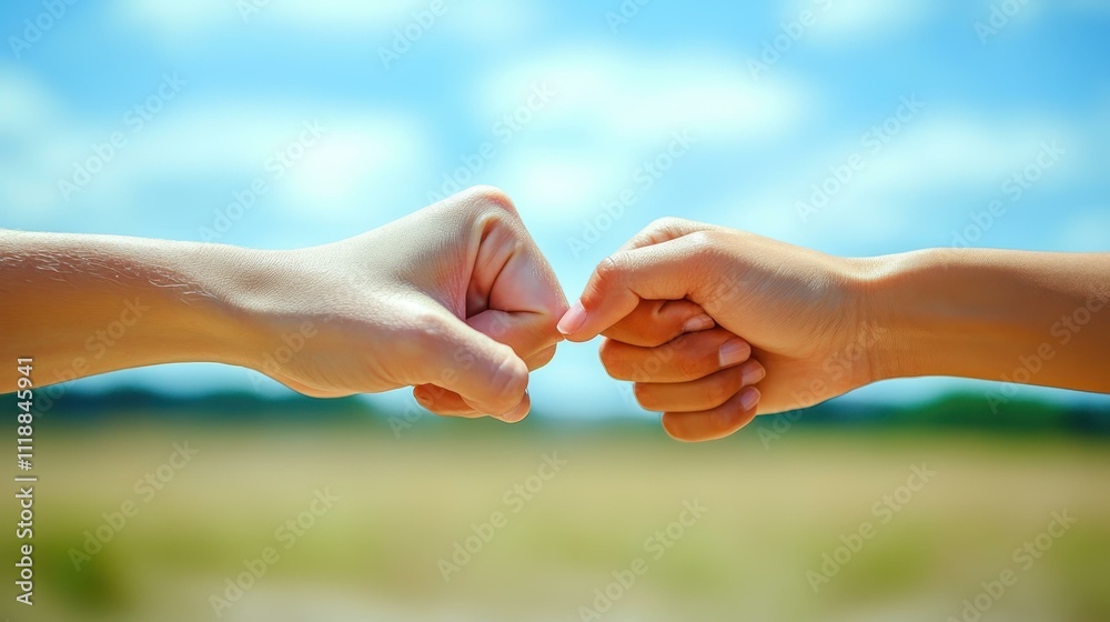 Hand Gestures A fist bump gesture as a friendly greeting or to show ...