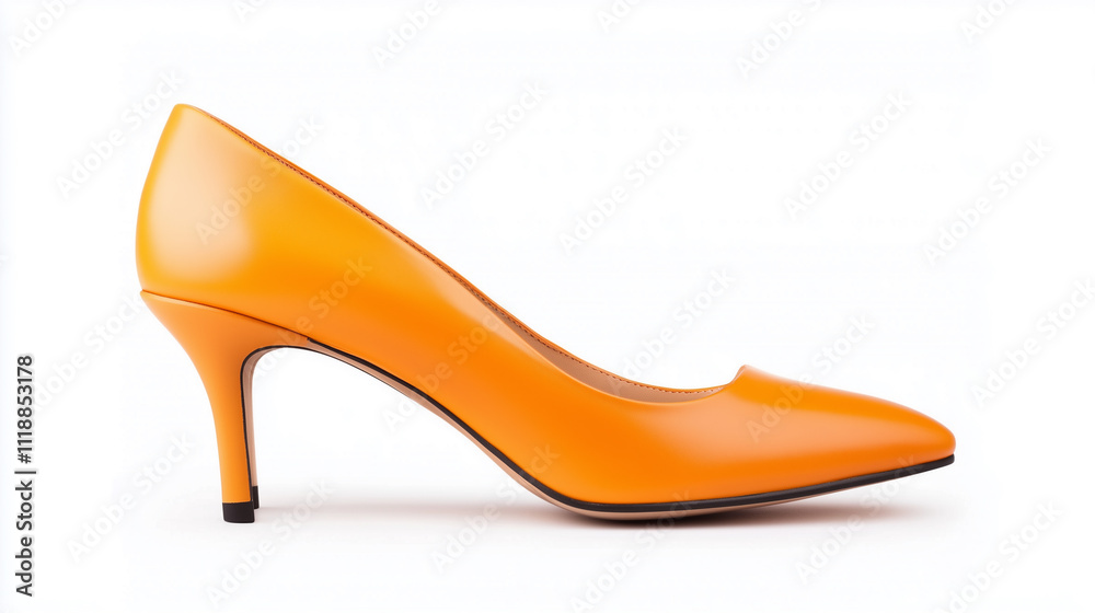 Stylish orange high heel shoe with sleek design and pointed toe ...