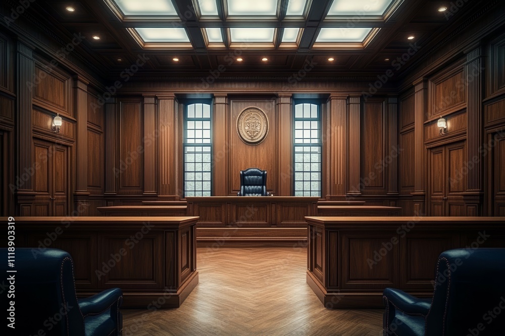 Courtroom Interior Photography with Wood Paneling High Ceilings and ...