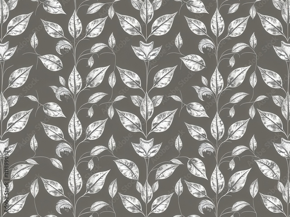 Elegant seamless silver leaves pattern for wallpaper or background ...
