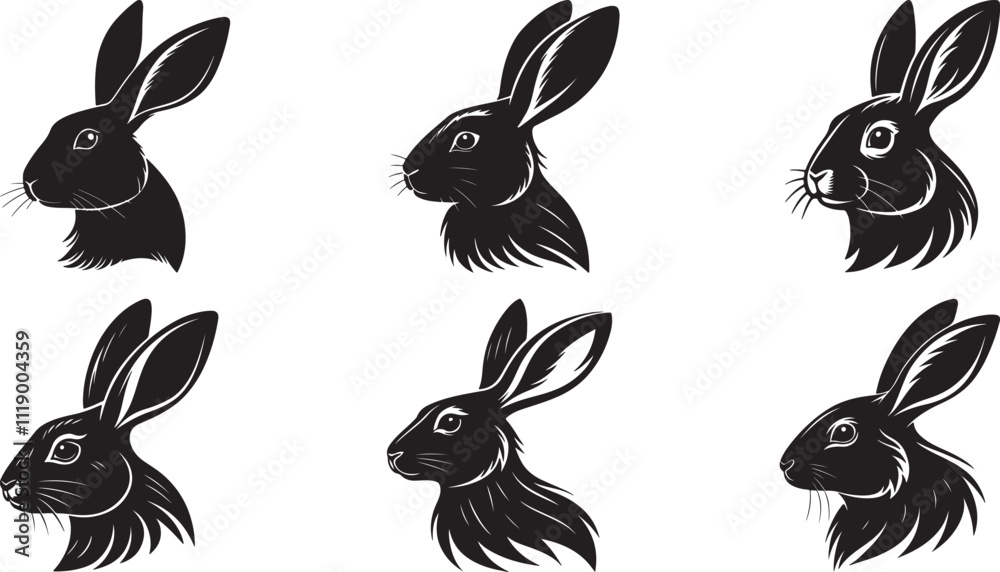 The animal of Rabbit Head silhouette vector illustration design, icon ...