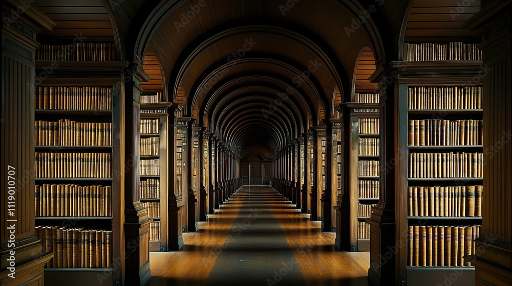 Rows of old tomes line a library, creating an inviting atmosphere that ...