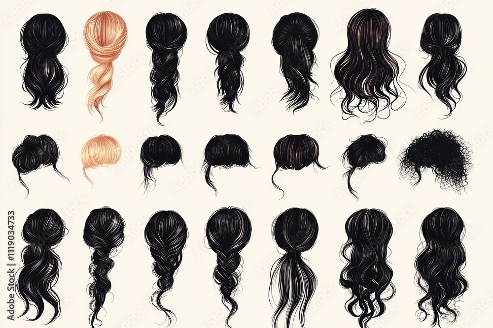 Infographic Vector Illustration of Hair Types Straight Wavy Curly Coily ...