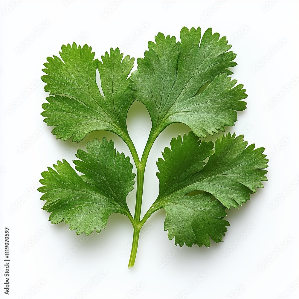 cilantro leaf top view, high-resolution photography, top view, isolated ...