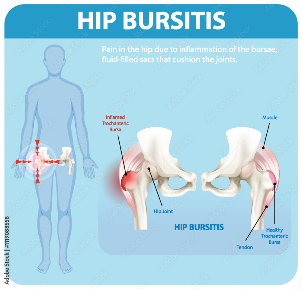 Understanding Hip Bursitis and Its Effects Stock Vector | Adobe Stock