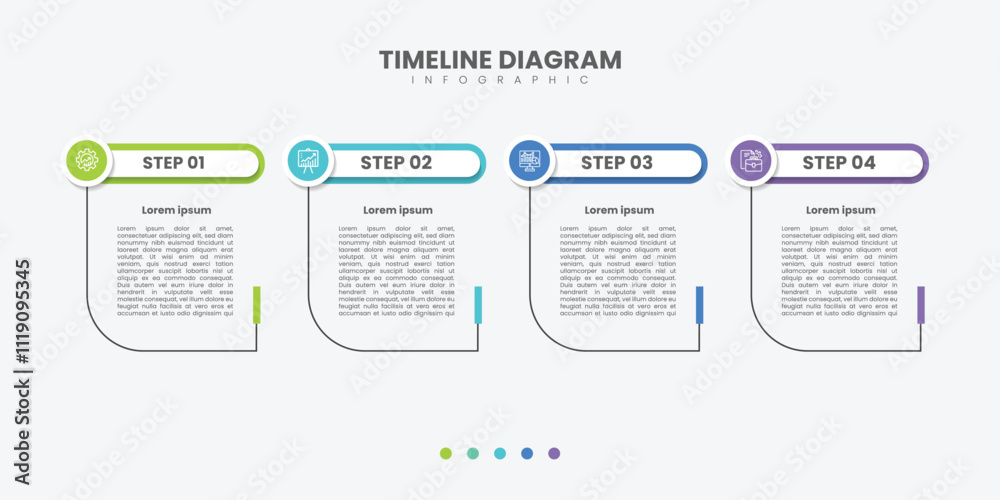 Timeline Creator infographic template. 4 Step timeline journey ...