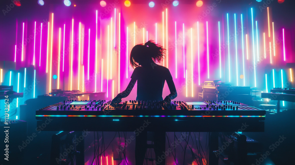 DJ Mixing Hit Songs on Mixing Decks. Empowering Young Music Producer ...